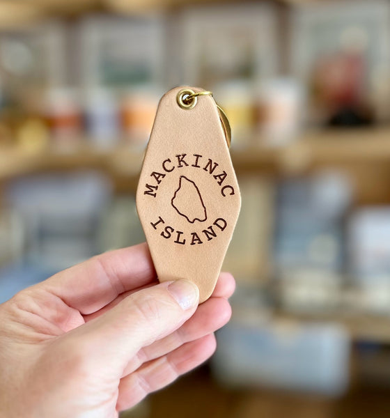 Mackinac Island Shape Leather Hotel Keychain – Poppins on Mackinac